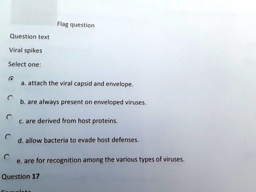 flag question question text viral spikes select one aattach the viral ...