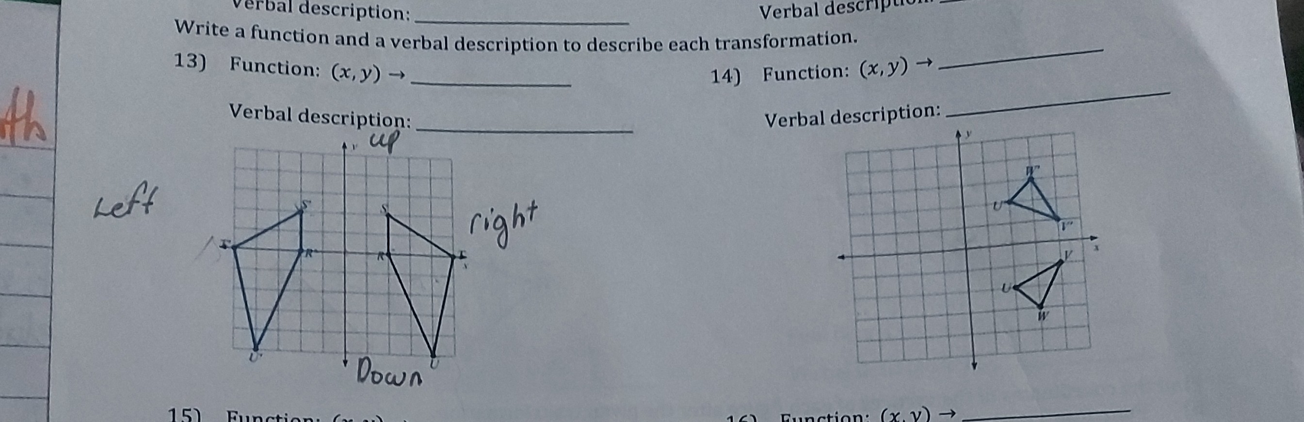 Solved Erbal Description Verbal Descrip Write A Function And A Verbal Description To Describe