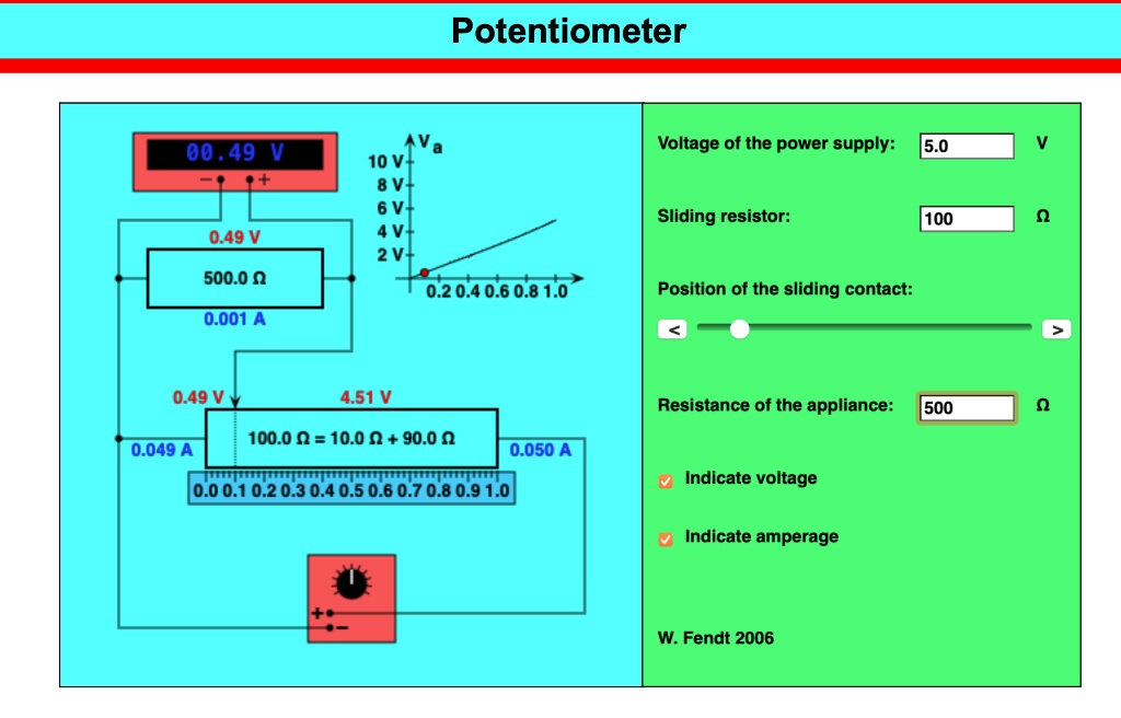 SOLVED: Potentiometer Voltage of the power supply: 5.0V Sliding ...