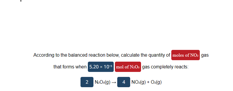 SOLVED: According to the balanced reaction below, calculate the quantity of moles of NO2 gas ...