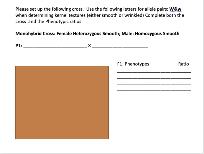 SOLVED: Please set up the following cross Use the following letters for ... SOLVED: Please set up the following cross Use the following letters for ...