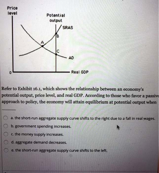 SOLVED: Price level Potential output / SRAS AD Real GDP Refer to ...