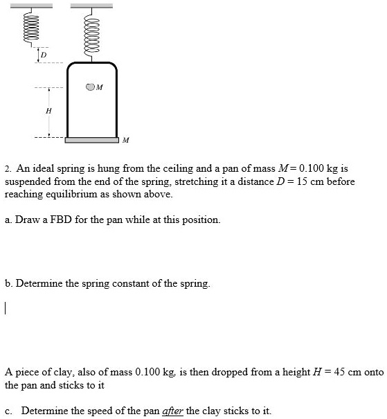 an ideal spring is hung from the ceiling and pan of mass m 0100 kg is ...