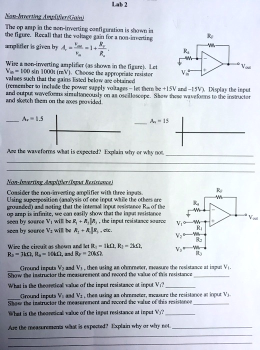 SOLVED: Non-Inverting Amplifier (Gain) The op amp in the non-inverting configuration is shown in ...