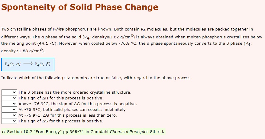 spontaneity of solid phase change two crystalline phases of white ...