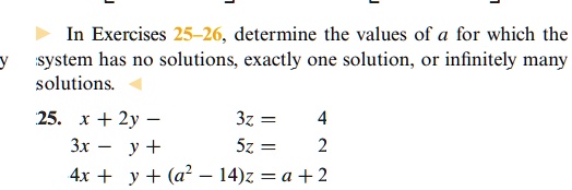 SOLVED: In Exercises 25-26. determine the values ol a for which the ...
