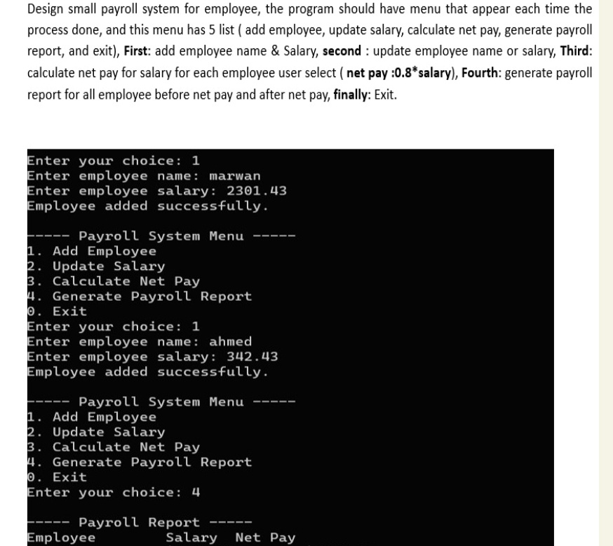 SOLVED: Design a small payroll system for employees. The program should ...