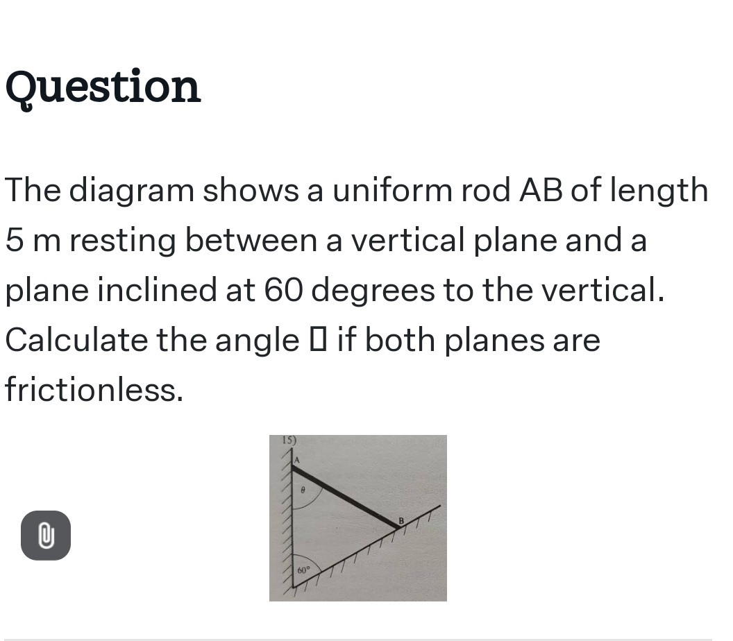 question the diagram shows a uniform rod mathrmab of length 5 mathrmm ...