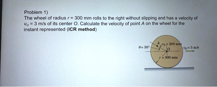 Problem 1) The wheel of radius r = 300 mm rolls to the right without ...