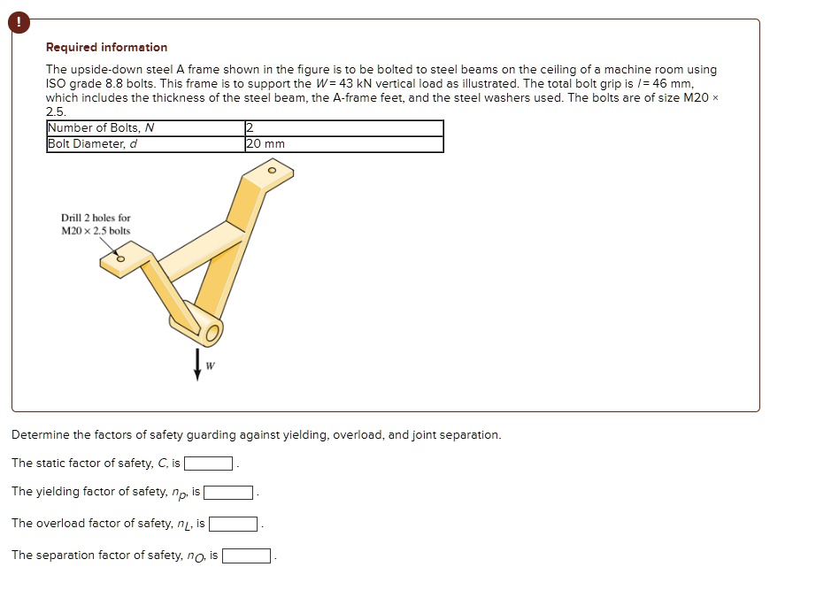 SOLVED: The upside-down steel A frame shown in the ﬁgure is to be ...