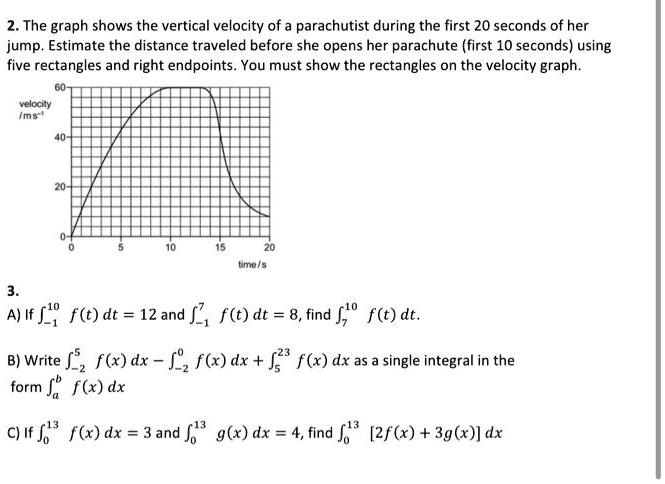 2 the graph shows the vertical velocity of parachutist during the first ...