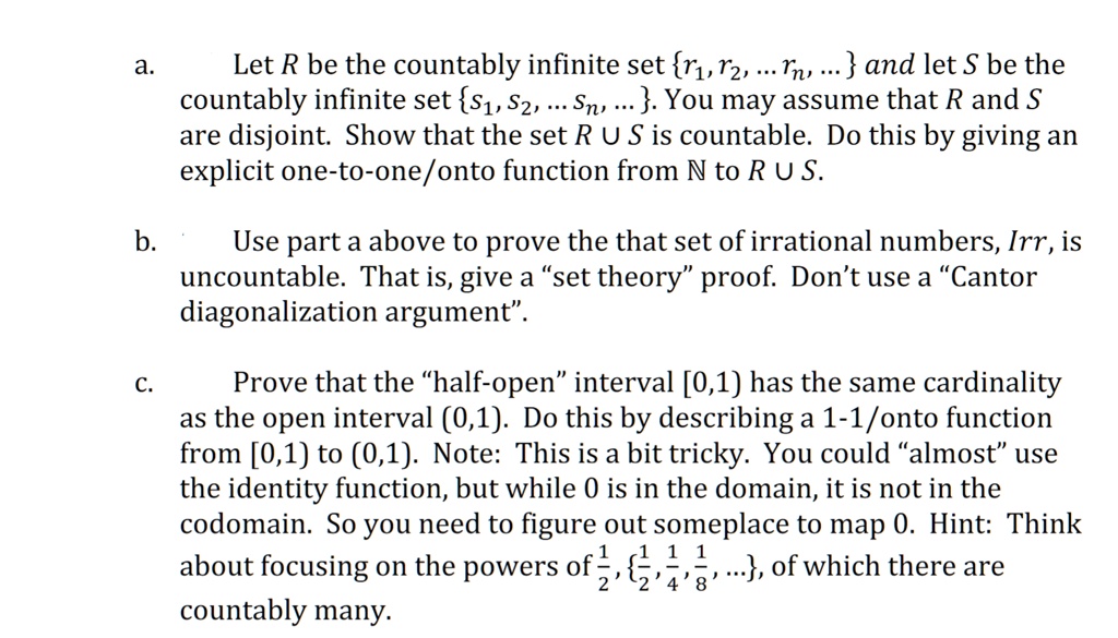 Let r be the countably infinite set r1z tn and let be the...
