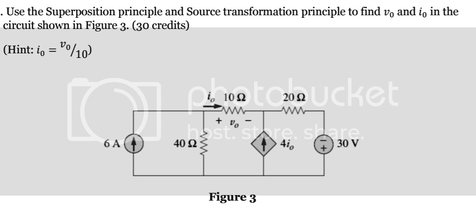 SOLVED: Use the Superposition principle and Source transformation principle to find vo and io in ...