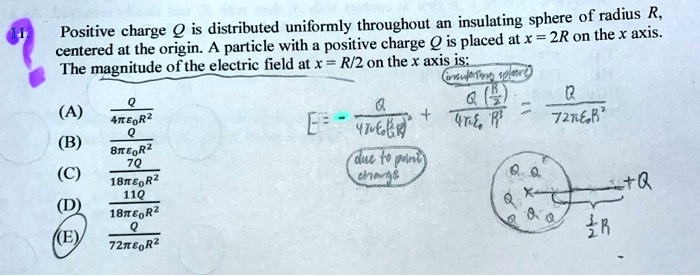 SOLVED: An insulating sphere of radius R has a positive charge Q distributed uniformly ...