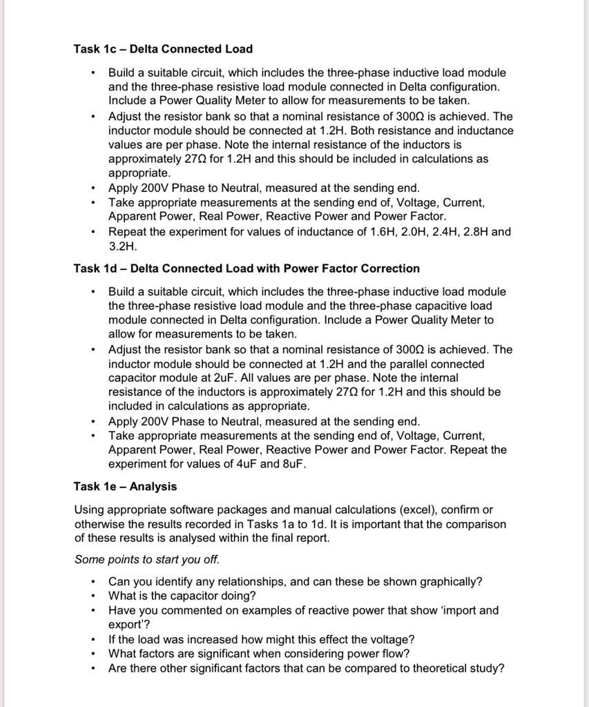 VIDEO solution: Task 1c - Delta Connected Load Build a suitable circuit ...
