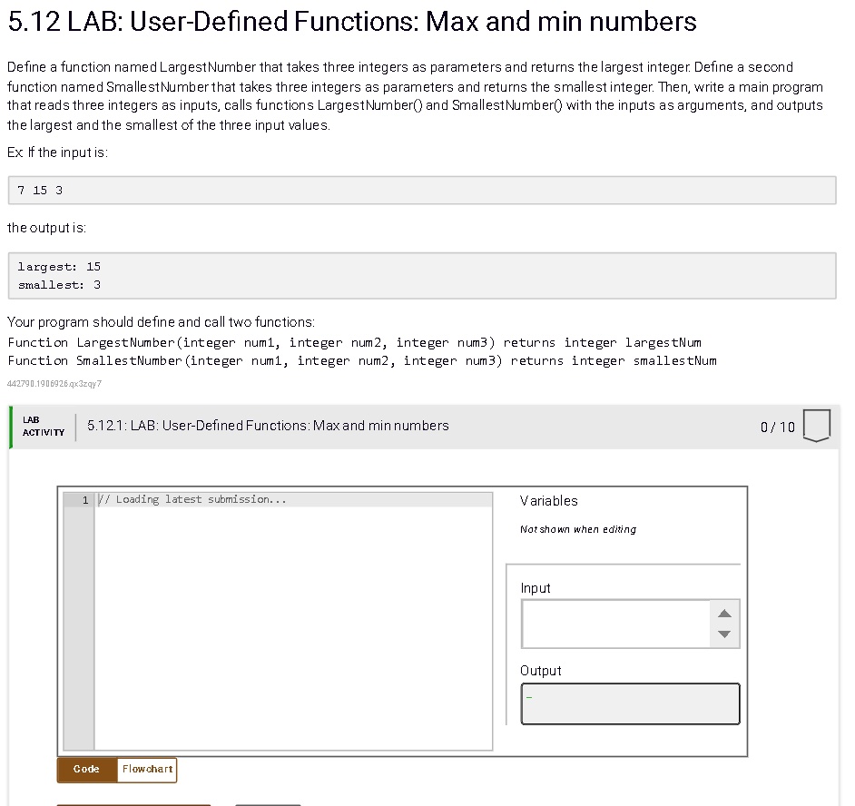 512 Lab User Defined Functions Max And Min Numbers Define A Function Named Largestnumber That