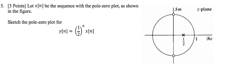 5. [3 Points] Let x[n] be the sequence with the pole-zero plot, as ...