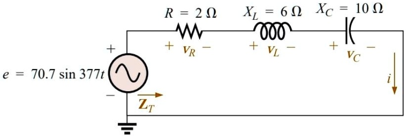 SOLVED: For the circuit in the figure determine 1. ZT in polar form 2 ...