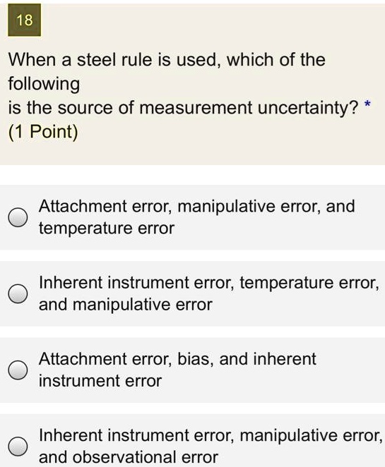 When a steel rule is used, which of the following is the source of ...