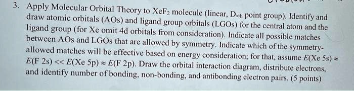 SOLVED: Apply Molecular Orbital Theory to the XeFz molecule and draw the atomic orbitals (AOs ...