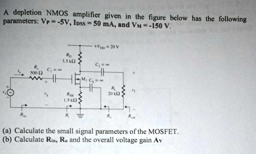 A depletion NMOS amplifier given in the figure below has the following ...