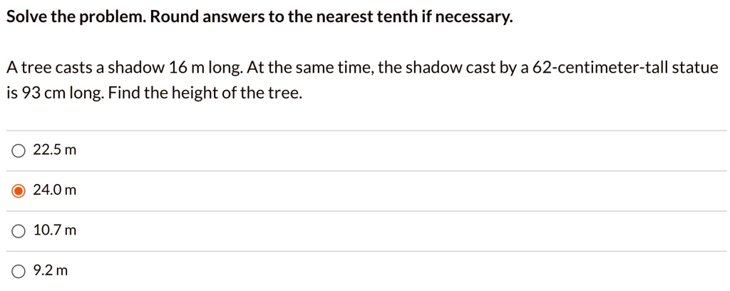 Solve the problem. Round answers to the nearest tenth if necessary. A ...