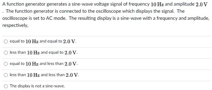 SOLVED: 4-function generator generates a sine-wave voltage signal of ...