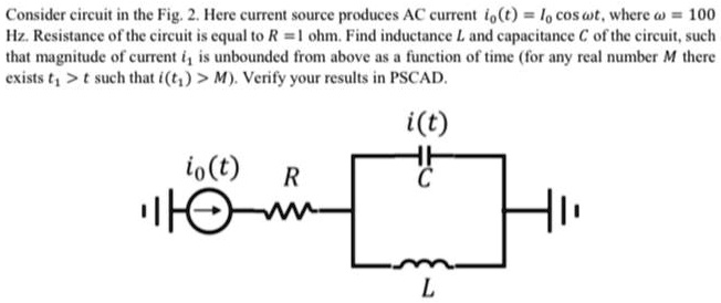 SOLVED: Consider the circuit in Fig. 2. Here, the current source produces an AC current i(0)(t ...