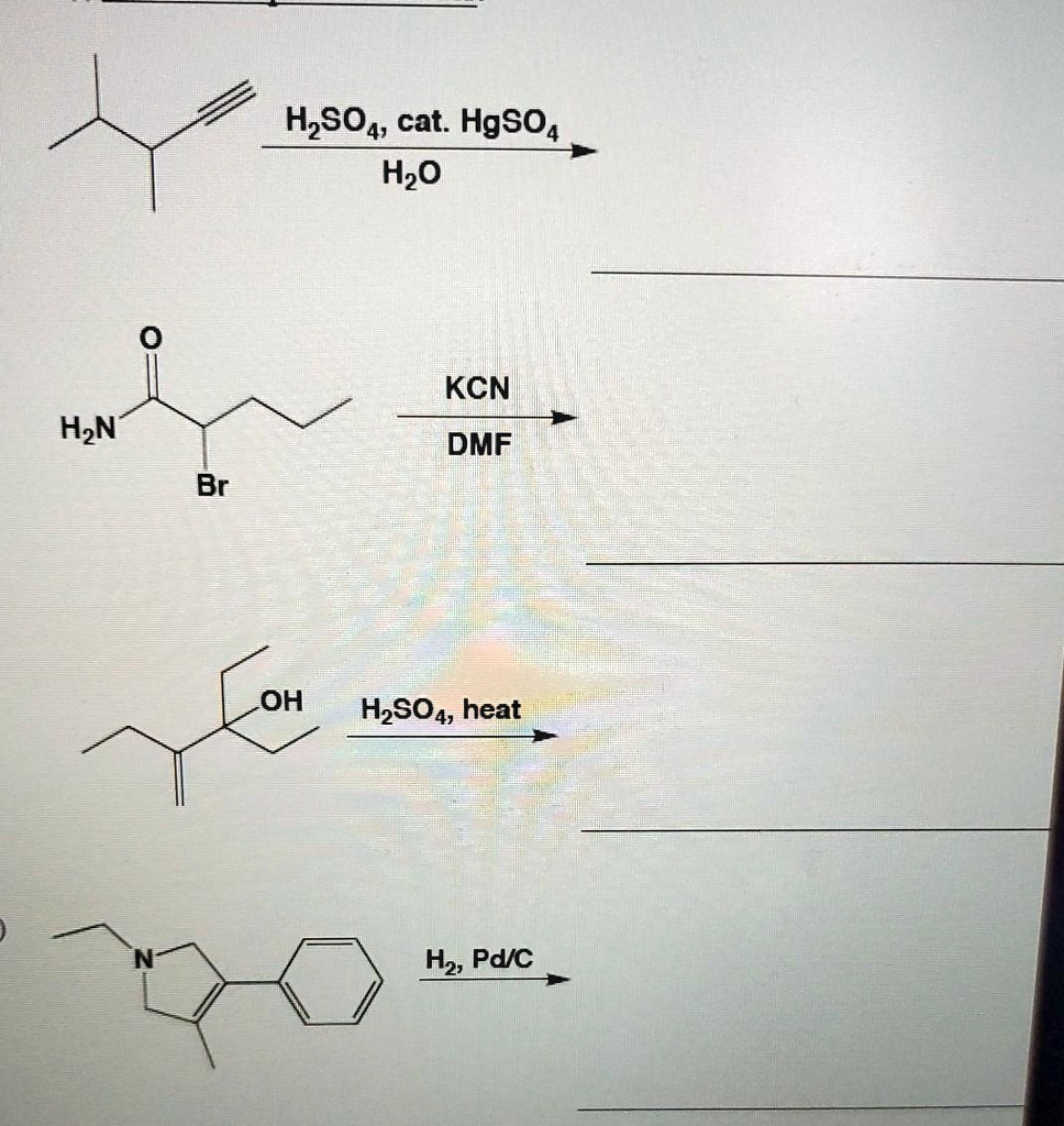 SOLVED: H2SO4 + HgSO4 + H2O KCNI H2N DMF Br OH H2SO4, heat H2, Pd/C