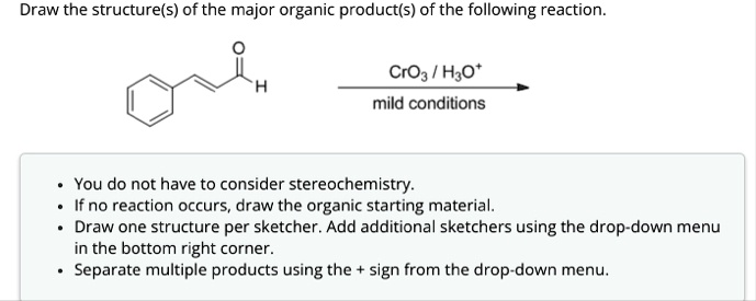draw the structures of the major organic products of the following ...
