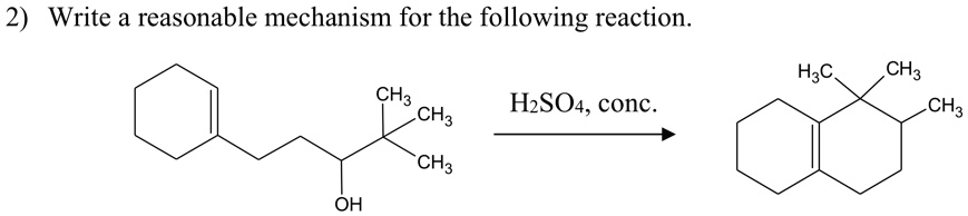 SOLVED: Write a reasonable mechanism for the following reaction CH3 CH3 H2SO4, conc. CH3 OH