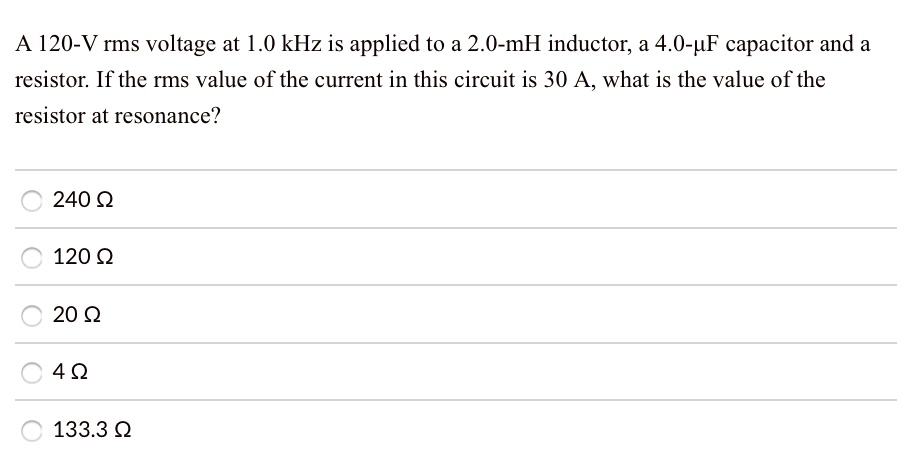 SOLVED: A 120-V rms voltage at 1.0 kHz is applied to a 2.0-mH inductor ...