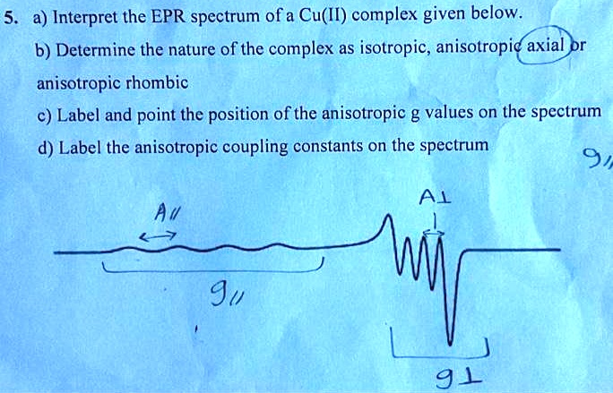 SOLVED: 5.a Interpret the EPR spectrum of a Cu(II complex given below b ...