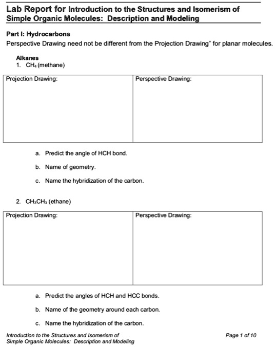 SOLVED: Lab Report for Introduction to the Structures and Isomerism of Simple Organic Molecules ...