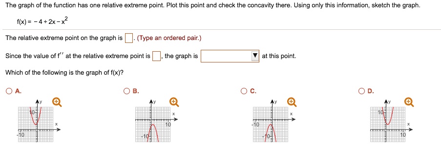 SOLVED: ' The graph of the function has one relative extreme point. Plot this point and check ...