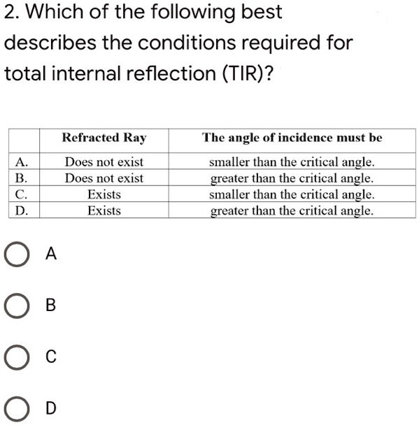 2 which of the following best describes the conditions required for ...