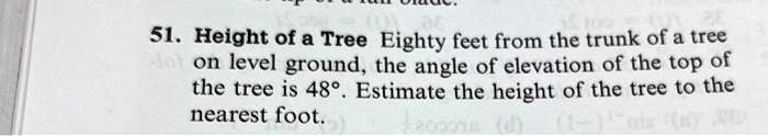 SOLVED: S1. Height of a Tree Eighty feet from the trunk of a tree on ...
