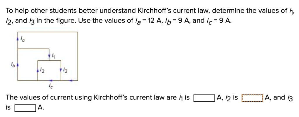 SOLVED: To help other students better understand Kirchhoff's current law, determine the values ...