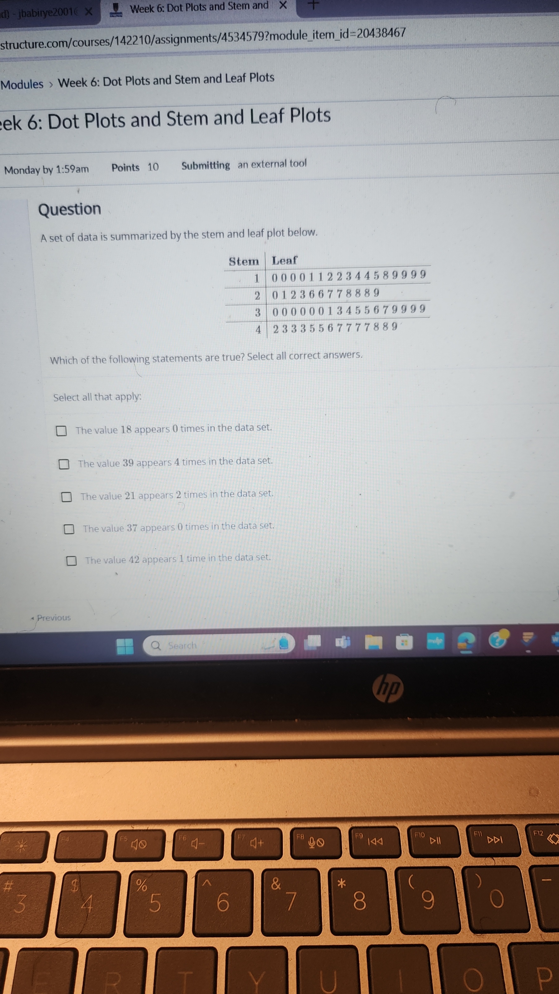 d) - jbabirye2001 x Week 6: Dot Plots and Stem and structure.com ...