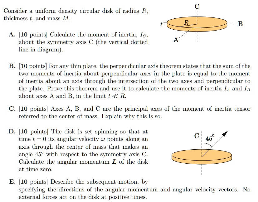 SOLVED: c Consider a uniform density circular disk of radius R ...