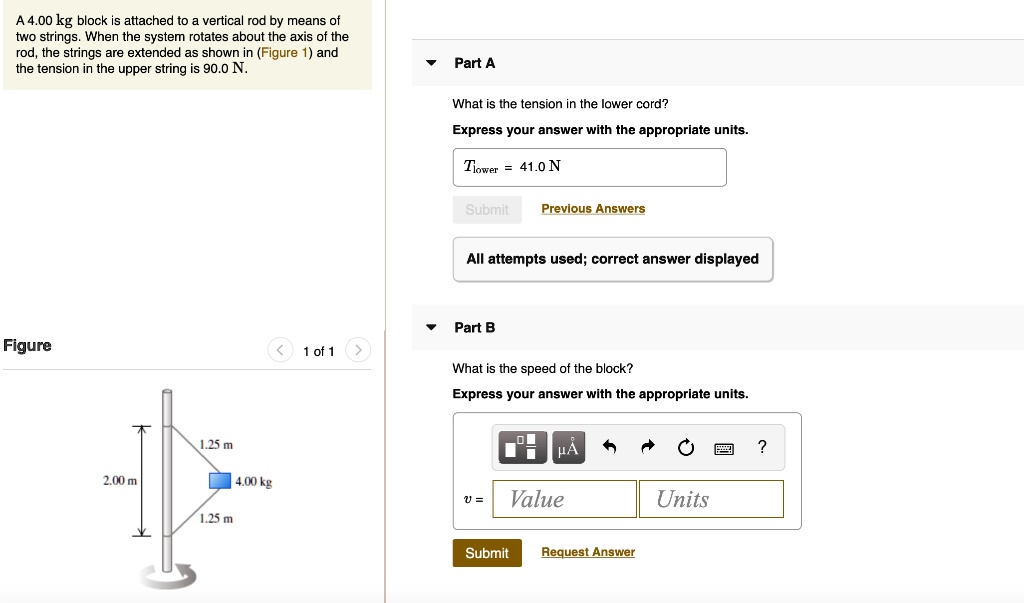 SOLVED: 4.00 kg block is attached to vertical rod by means of two ...