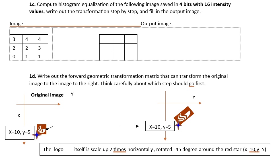 Solved 1c Compute Histogram Equalization Of The Following Image Saved 2626