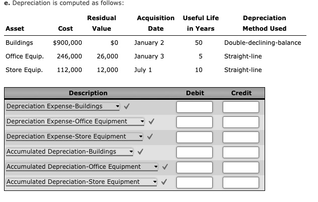 e. Depreciation is computed as follows: Residual Acquisition Useful ...