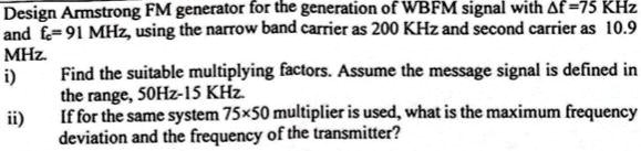 SOLVED: MHz. i) Find the suitable multiplying factors. Assume the ...