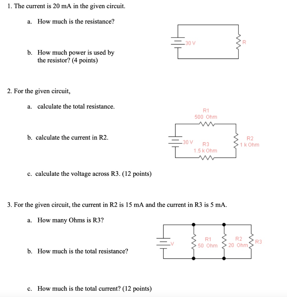 SOLVED: 1. The current is 20 mA in the given circuit. a. How much is ...