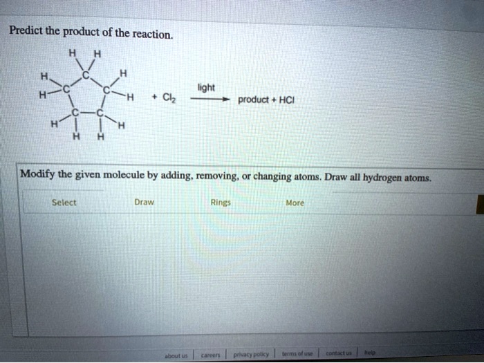 SOLVED: Predict the product of the reaction: H2 + Cl2 -> 2HCl Modify ...