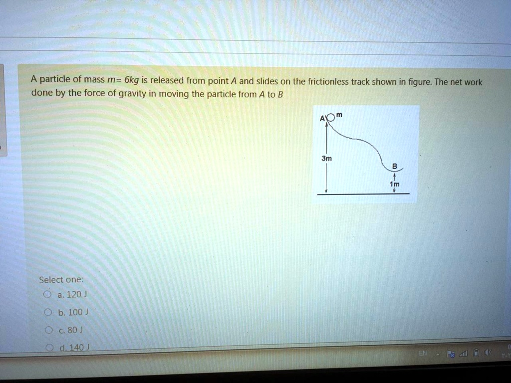 SOLVED: A particle of mass m= 6kg is released from point A and slides on the frictionless track ...