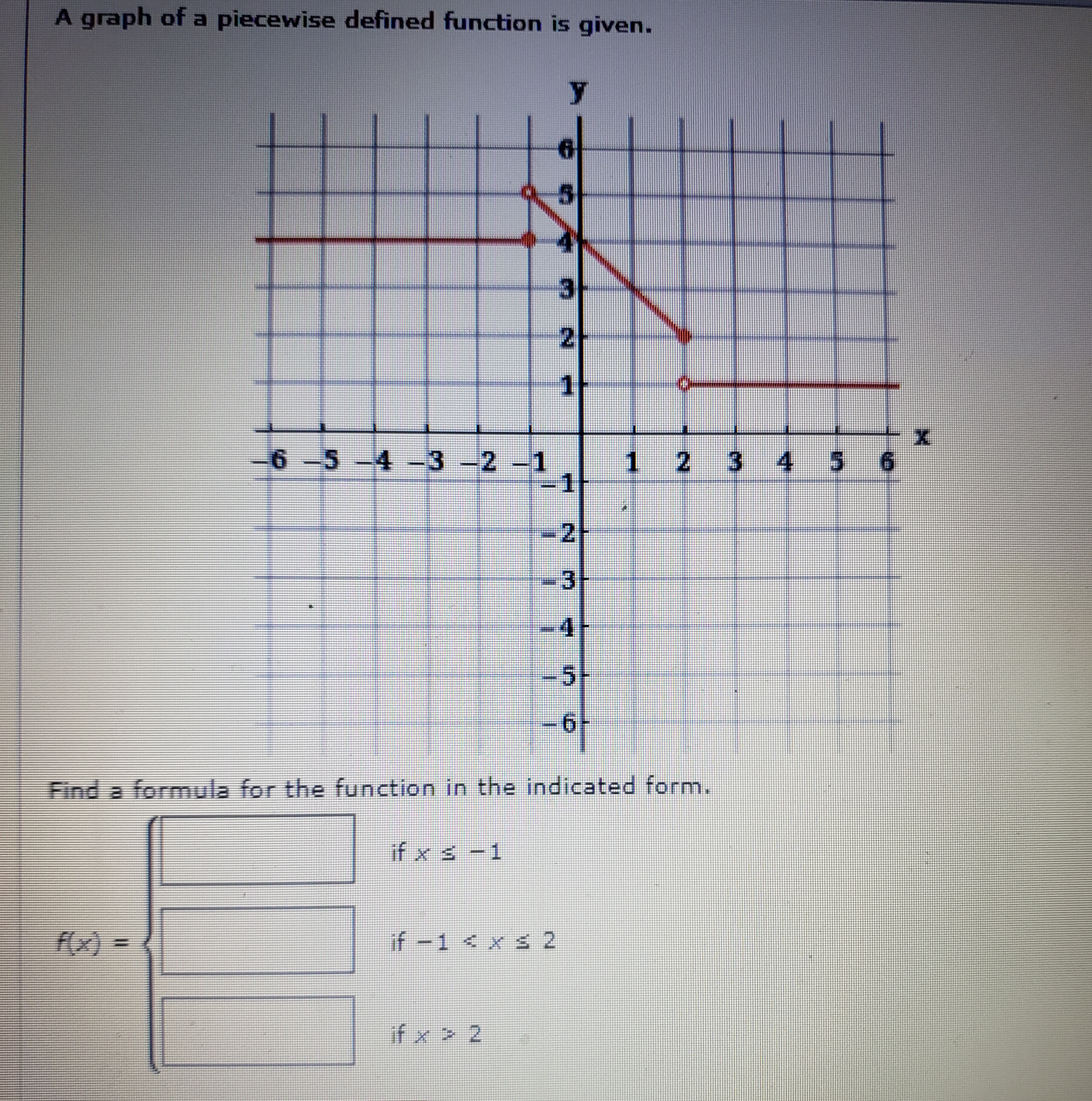 a graph of a piecewise defined function is given find a formula for the ...