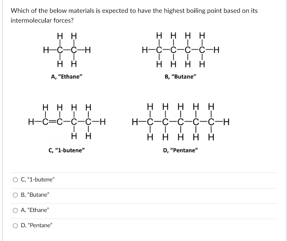 SOLVED: Which of the below materials is expected to have the highest ...