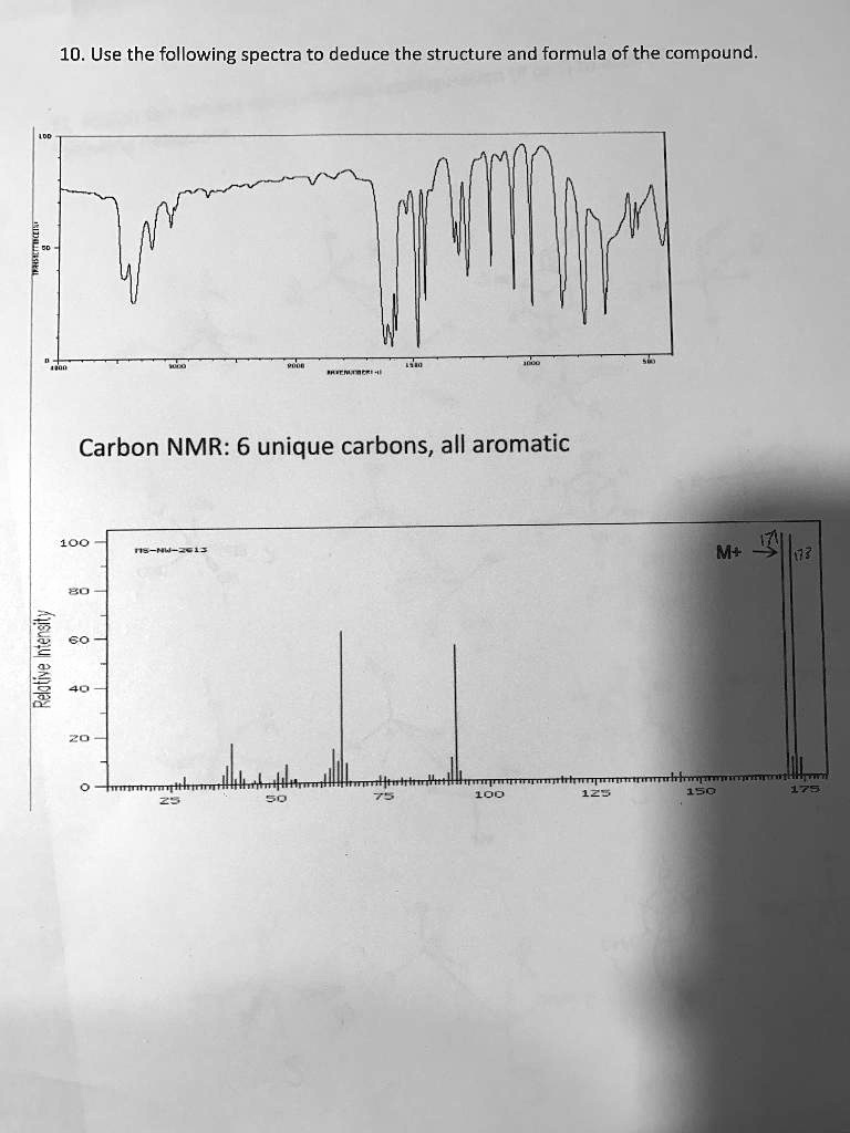 SOLVED: 10. Use the following spectra to deduce the structure and ...